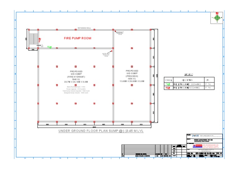 Fire Pump Room: Under Ground Floor Plan Sump at (-) 3.45 M LVL | PDF ...