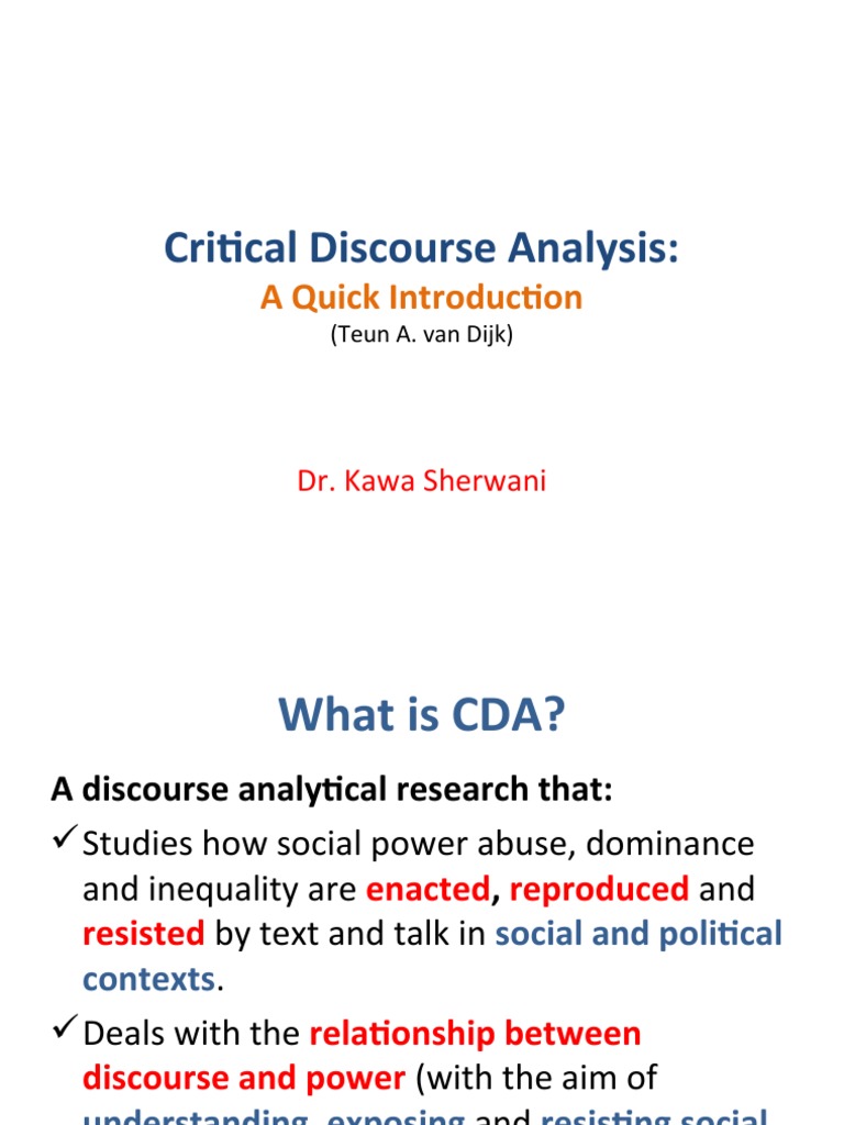 Critical Discourse Analysis:: A Quick Introduction | PDF