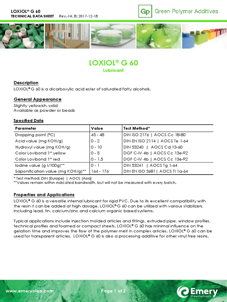 TDS Loxiol G 60 | PDF | Polyvinyl Chloride | Density