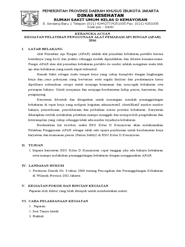 KAK Pelatihan Damkar | PDF