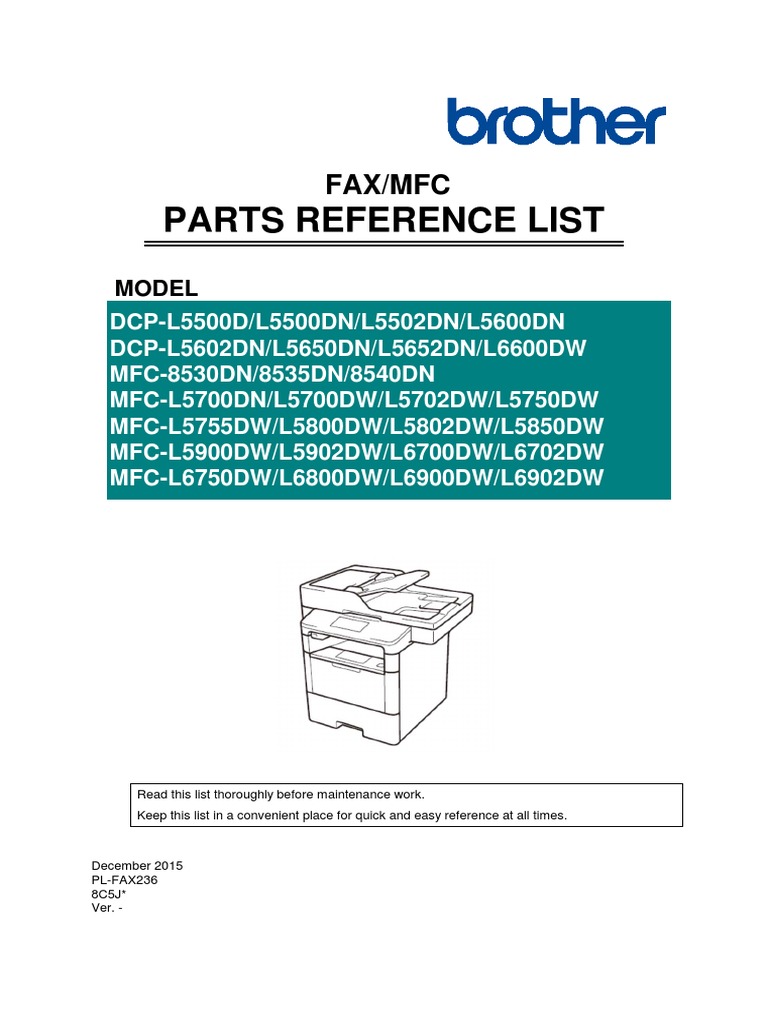 Brother MFC Parts Reference List | PDF | Manufactured Goods | Vehicles