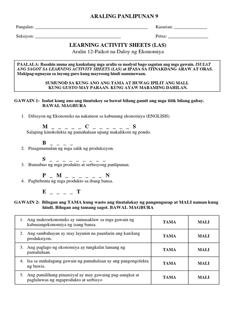 Ap9 Q3 Las - 2021 | PDF