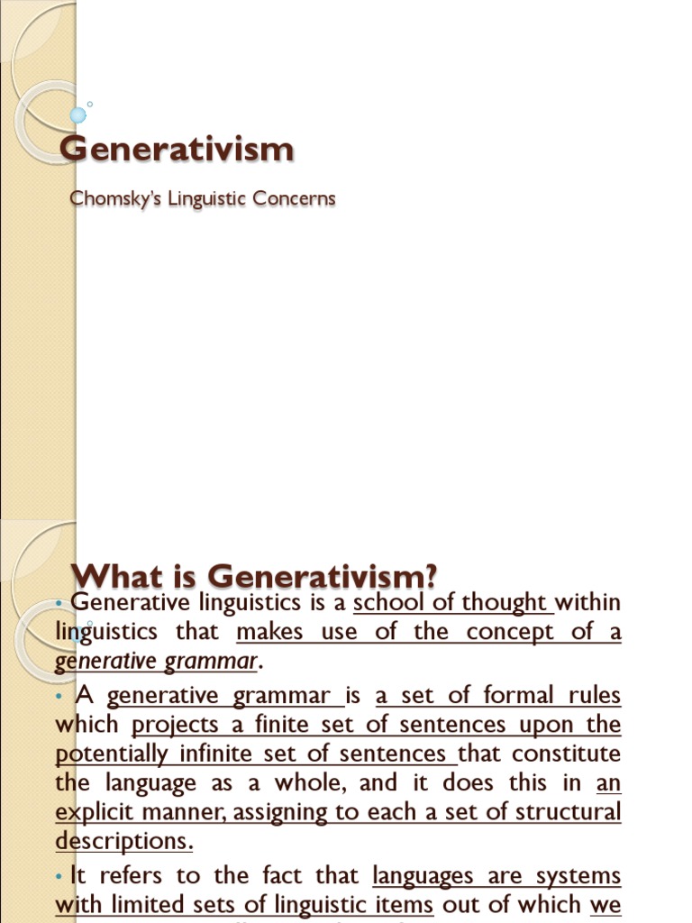 Generativism Chomsky S Linguistic Concerns Download Free Pdf