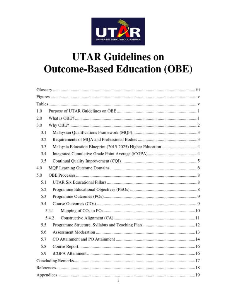 UTAR Guidelines On Outcome-Based Education (OBE) | PDF | Educational ...