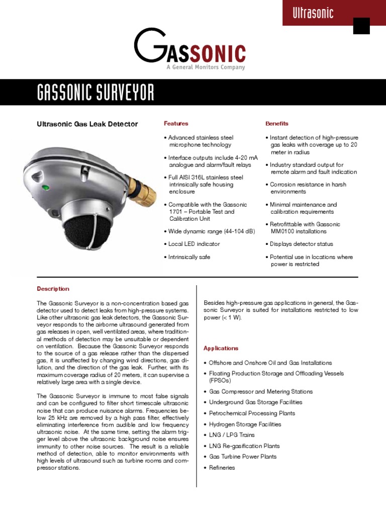 Acoustic Gas Leak Detector Spec | PDF | Ultrasound | Electrical Engineering