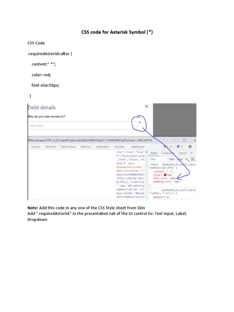 CSS Code For Asterisk Symbol | PDF
