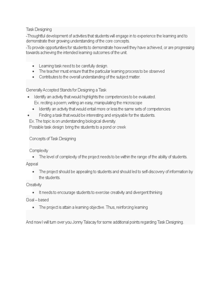 Task Designing | PDF