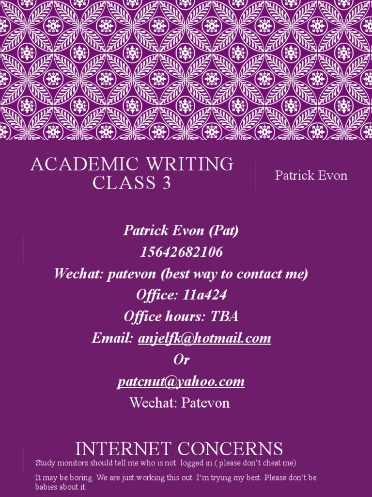 Academic Writing Class 3: Patrick Evon | Download Free PDF | Abstract ...