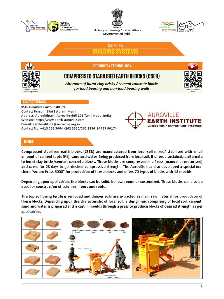 Compressed Stabilised Earth Blocks (Cseb) : Building Systems | Download ...