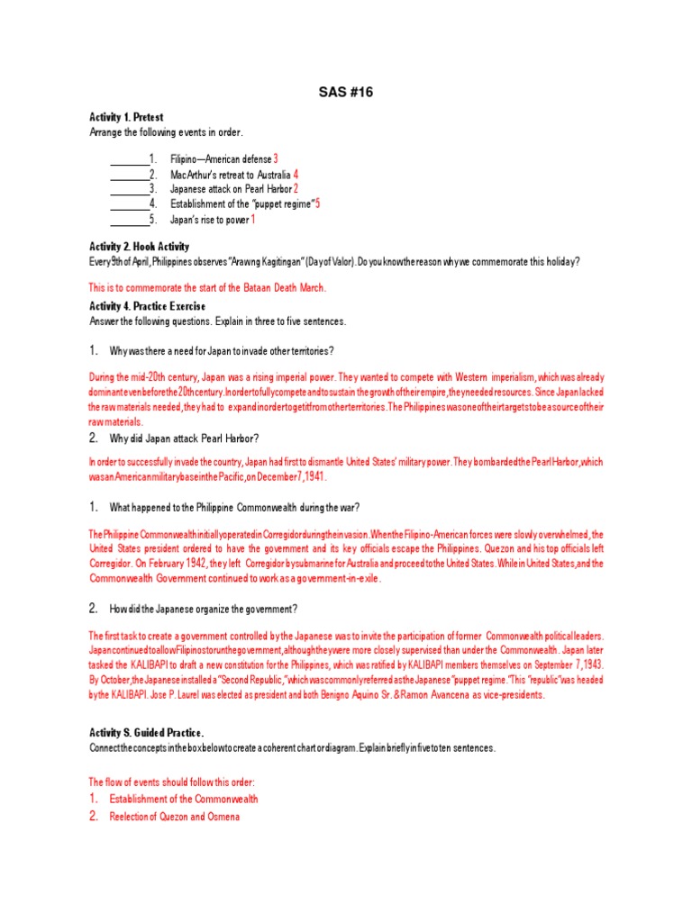 Answer Key | PDF | Martial Law | Juan Ponce Enrile