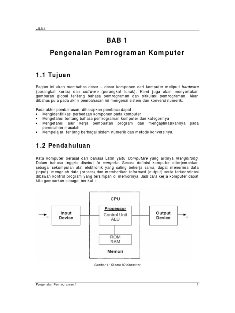 JENI-Intro1-Bab01-Pengenalan Pemrograman Komputer | PDF | Komputer
