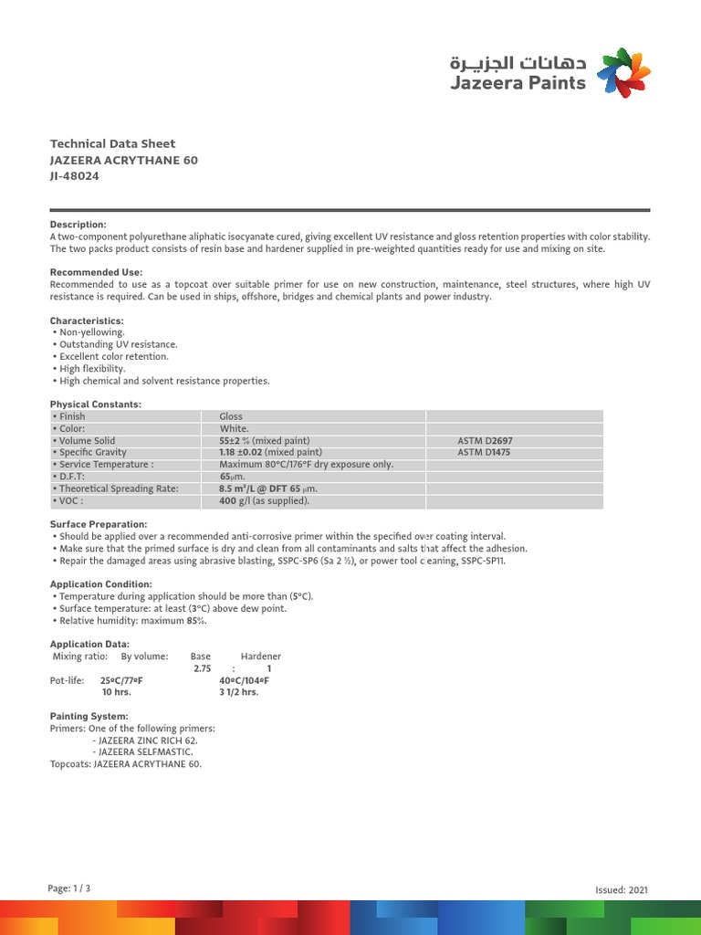 Jazeera Acrythane 60 | PDF | Epoxy | Paint