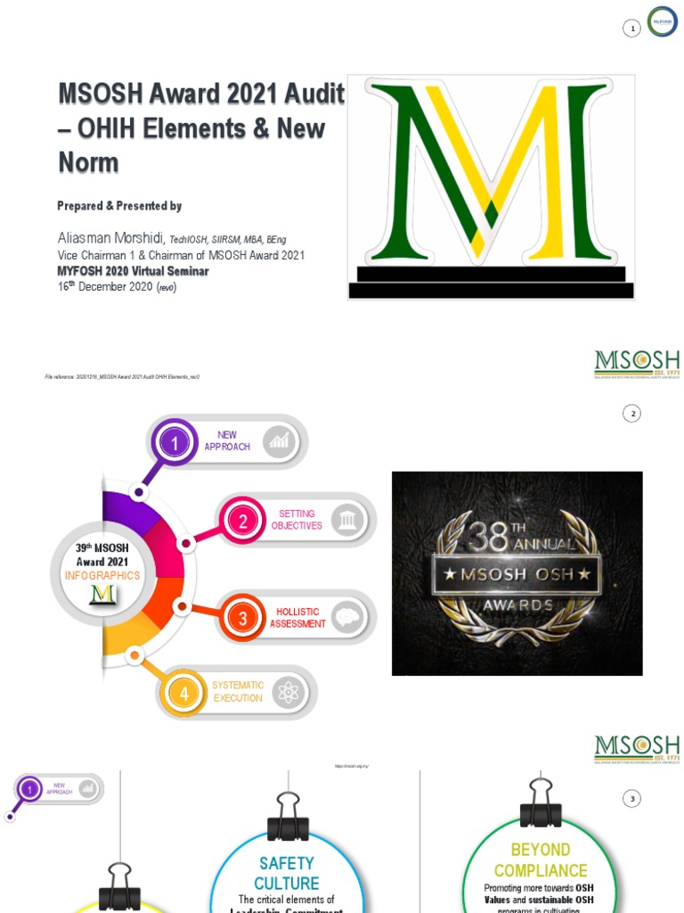 MSOSH Award 2021 Audit OHIH Elements - Rev0 | PDF | Occupational Safety ...