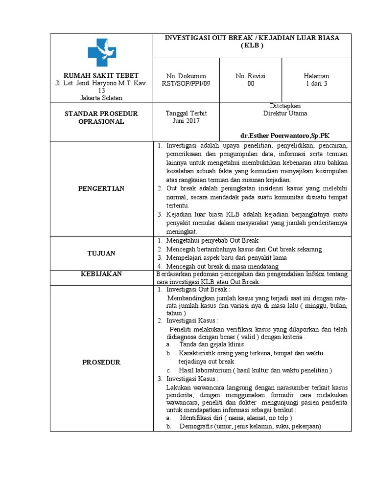 SPO Investigasi Outbreak - KLB | PDF