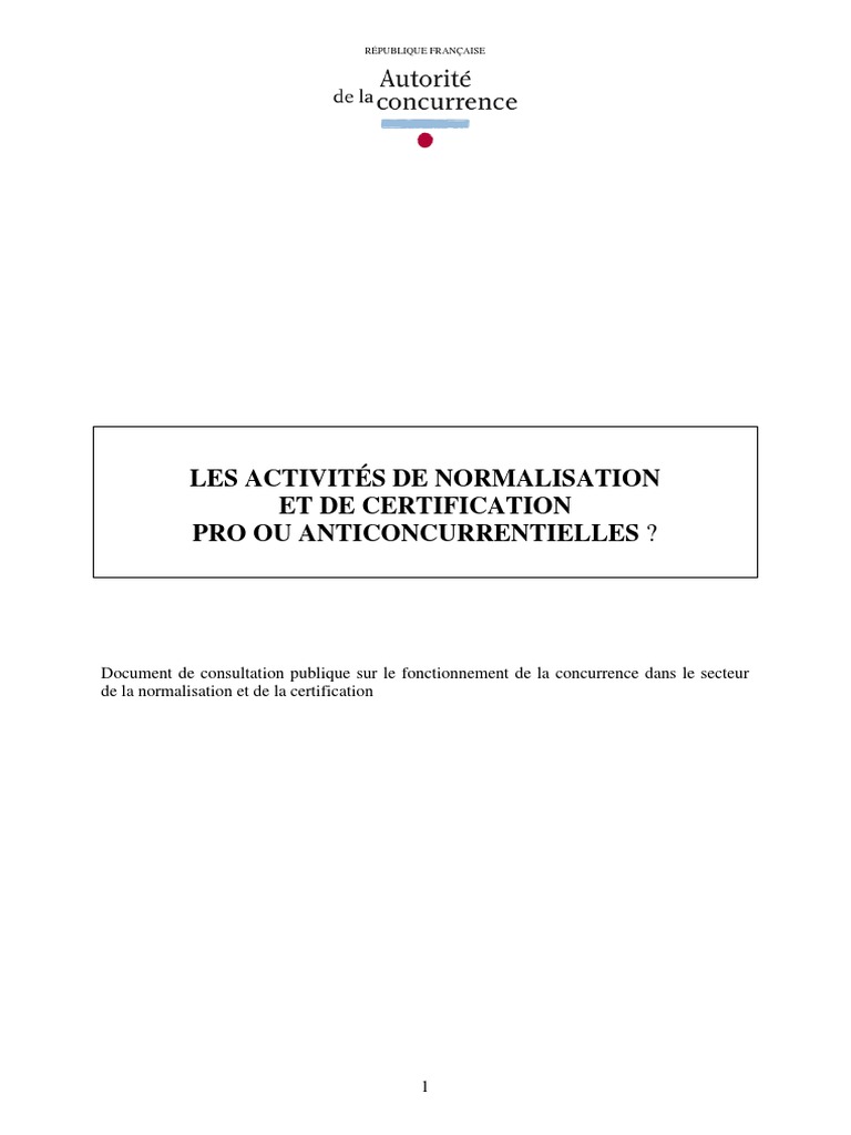 Consultation Normalisation Avril15 | PDF | Croissance économique | Organisation internationale ...