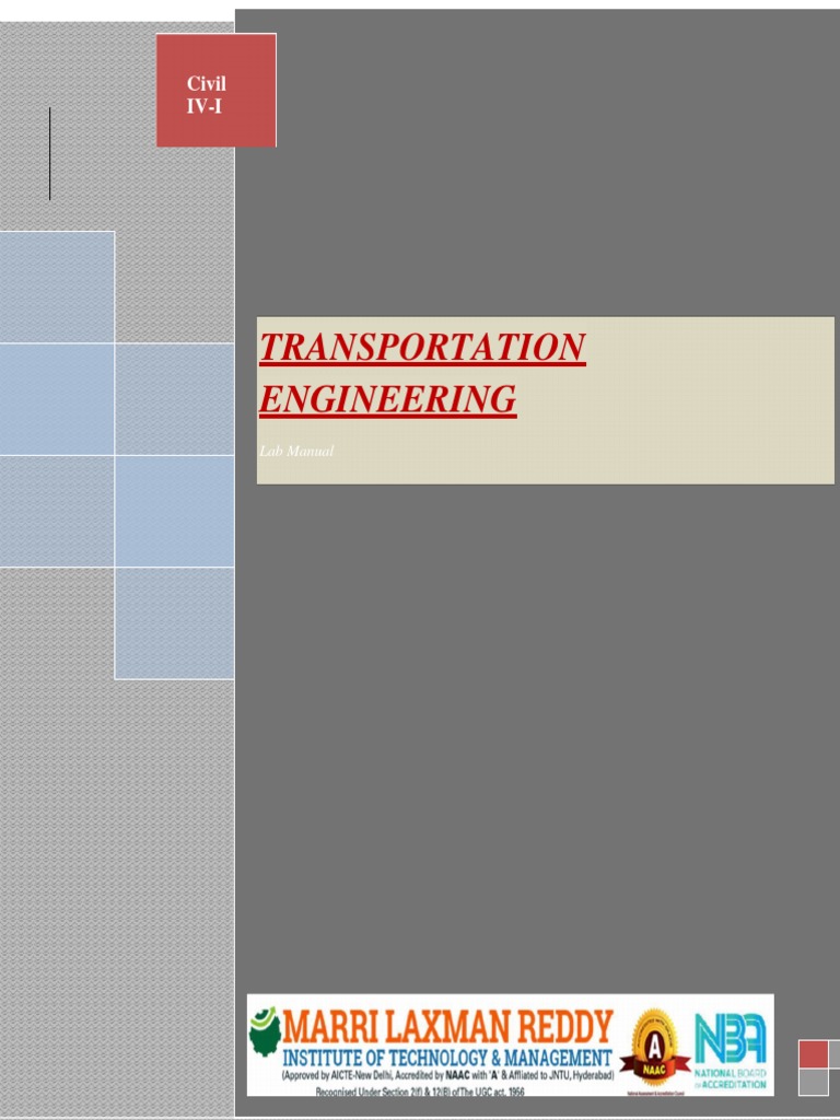 Transportation Engineering Lab Manual | PDF | Density | Concrete