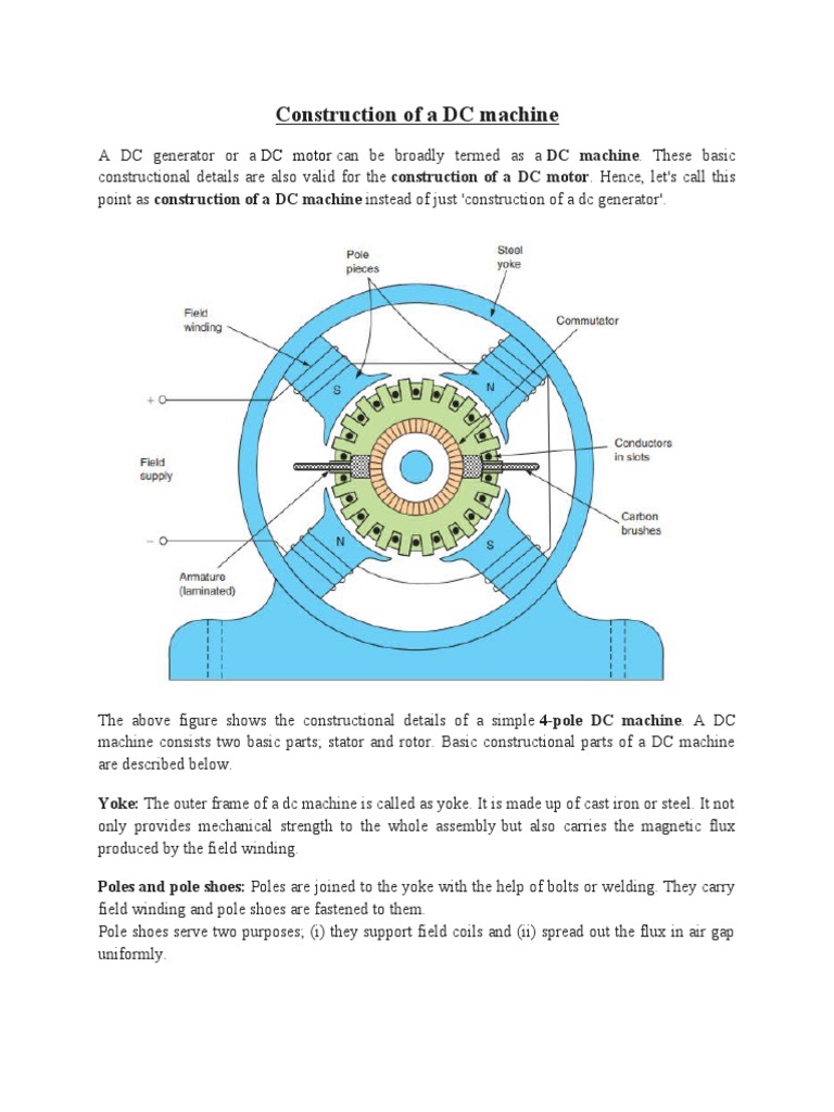 DC Machine Construction Overview | PDF | Electric Motor | Electrical ...