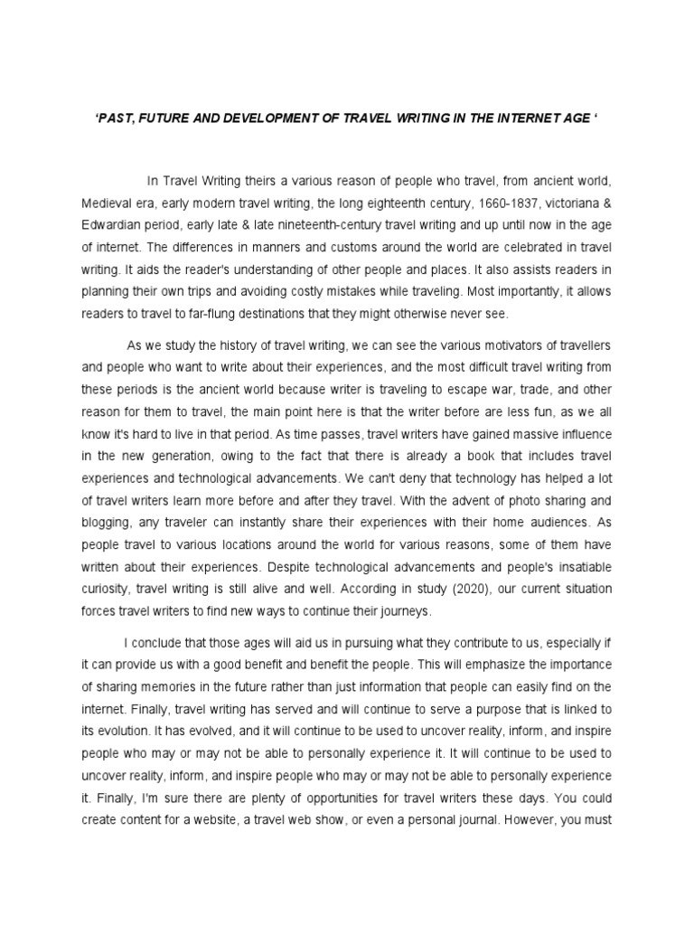Past, Future and Development of Travel Writing in The Internet Age ...