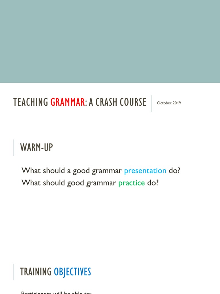 Grammar: Teaching: A Crash Course | PDF | Grammar | Lesson Plan