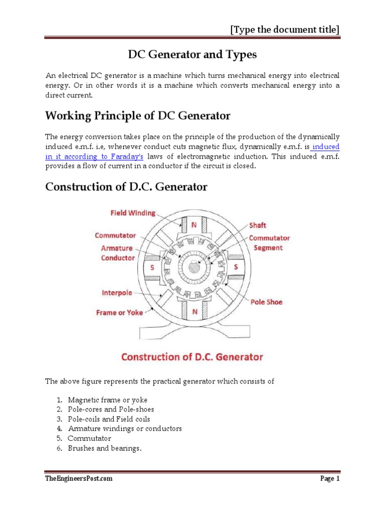 DC Generator and Types | PDF | Electric Generator | Electromagnetic ...