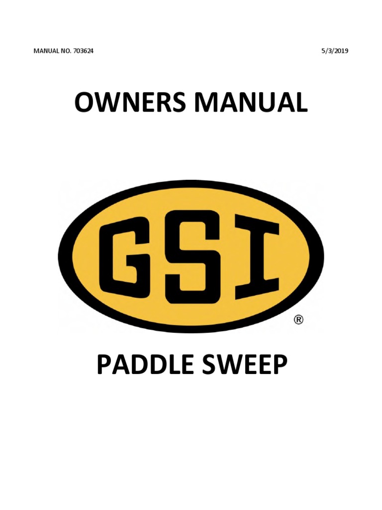 GSI Paddle Sweep Manual - 050319 | PDF | Screw | Transmission (Mechanics)