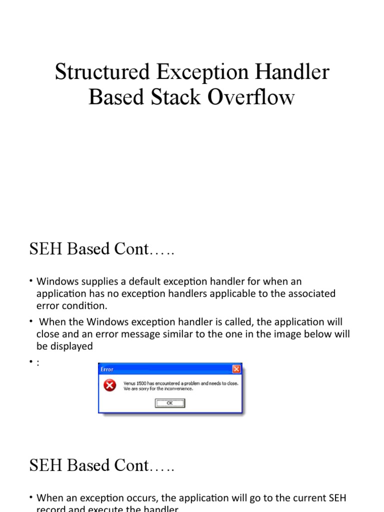 Structured Exception Handler Based Stack Overflow | PDF
