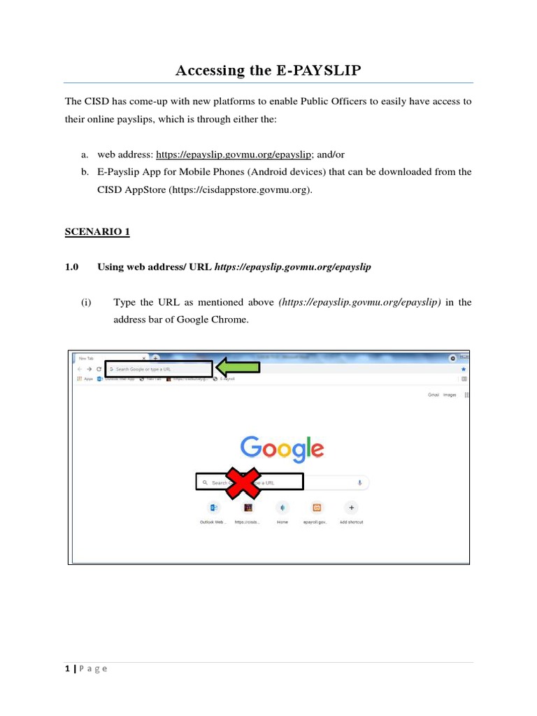 Accessing The E-PAYSLIP: Scenario 1 | PDF | Mobile App | Password