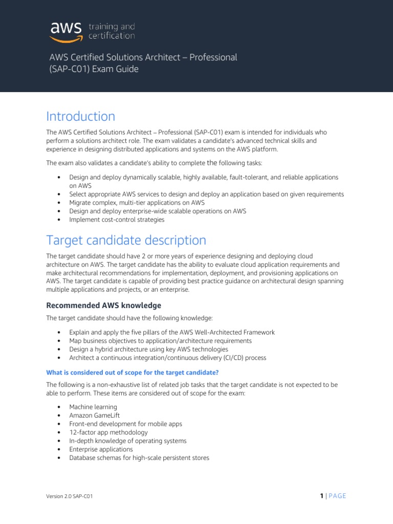 AWS Certified Solutions Architect - Professional (SAP-C01) Exam Guide | PDF | Amazon Web ...