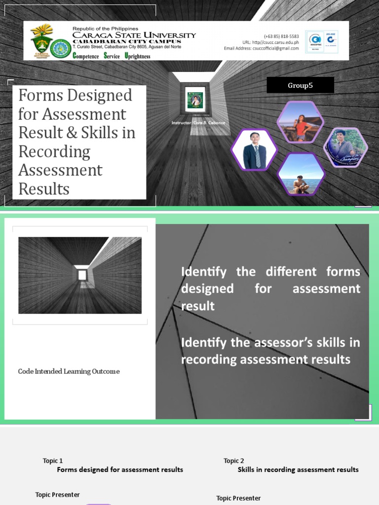 Forms Designed For Assessment Result & Skills in Recording Assessment ...
