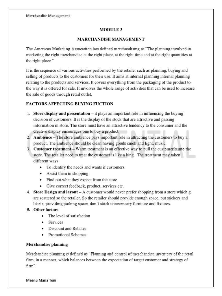 Module 3 - Merchandise Management | PDF | Pricing | Retail