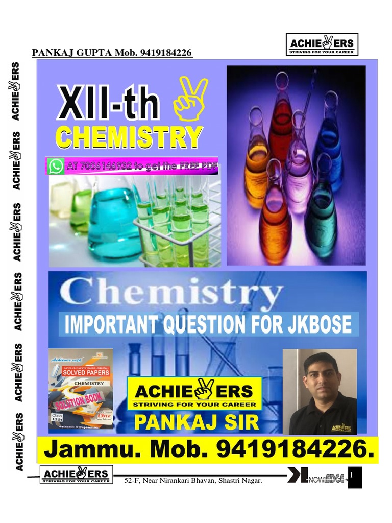 CHEMISTRY 12th IMPORTANT QUESTIONS JKBOSE | PDF | Coordination Complex ...