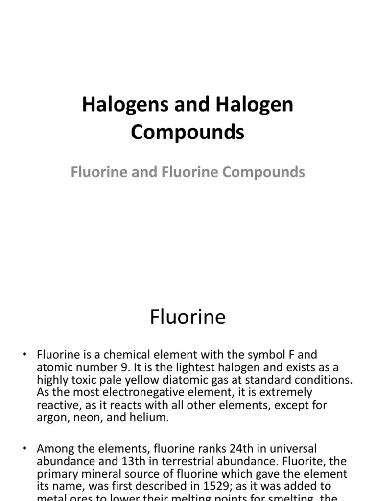Halogens and Halogen Compounds | PDF | Chlorine | Hydrochloric Acid