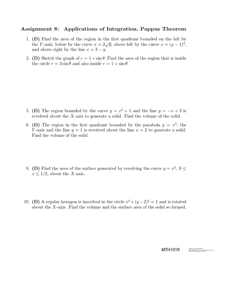 Solutions to Problems on Applications of Integration Involving Areas of Regions Bounded by ...