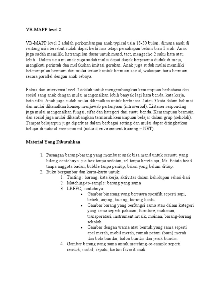 Test VB Mapp Milestones 2 | PDF | Seni & Disiplin Bahasa