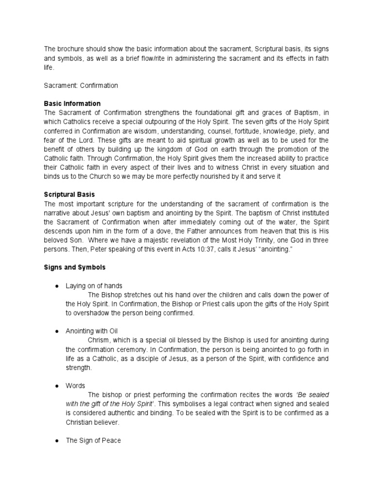 Sacrament of Confirmation | PDF | Confirmation | Sacraments
