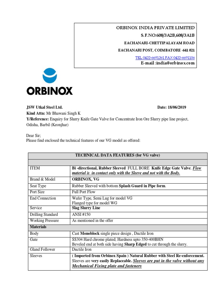 Orbinox India Private Limited S.F.NO:608/3A2B, 608/3A1B: Eachanari ...