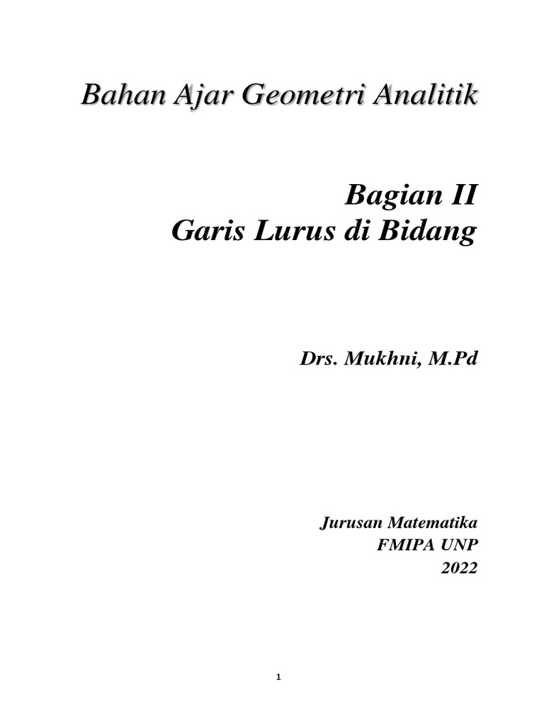 Garis Lurus dan Persamaannya dalam Geometri | PDF