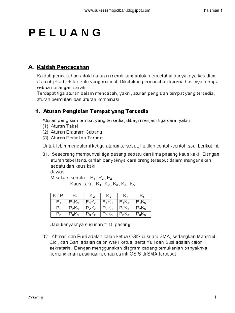 Peluang. Permutasi, Kombinasi | PDF