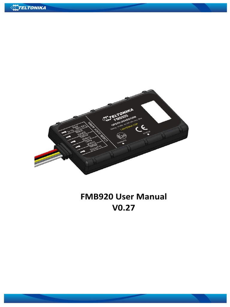 FMB 920 | PDF | Bluetooth | General Packet Radio Service