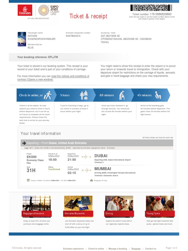Emirates ETicket | PDF