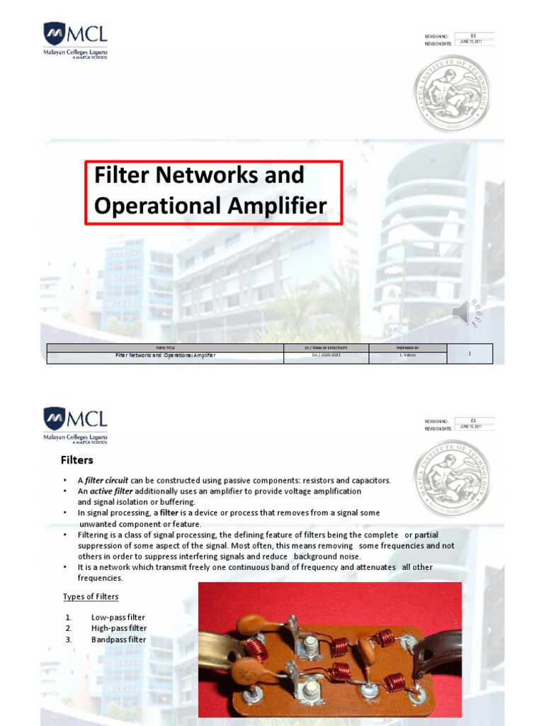 7 - 8 - Filter Networks and Operational Amplifier | PDF | Electronic ...