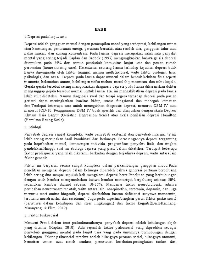 Depresi Pada Lansia BAB 2 | PDF | Kesehatan Holistik | Sains & Matematika