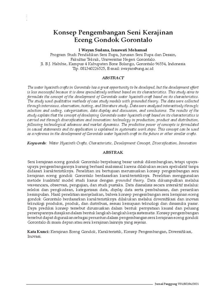 Konsep Pengembangan Seni Kerajinan Eceng Gondok Gorontalo | PDF ...