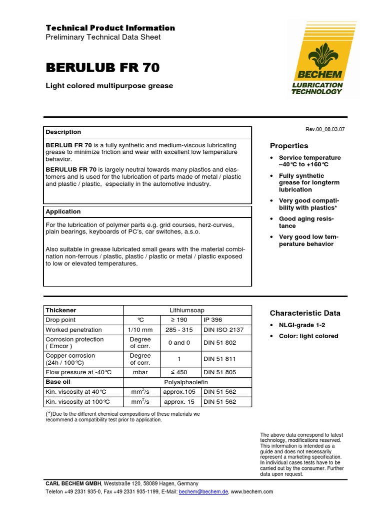 Berulub FR 70 | PDF | Plastic | Applied And Interdisciplinary Physics