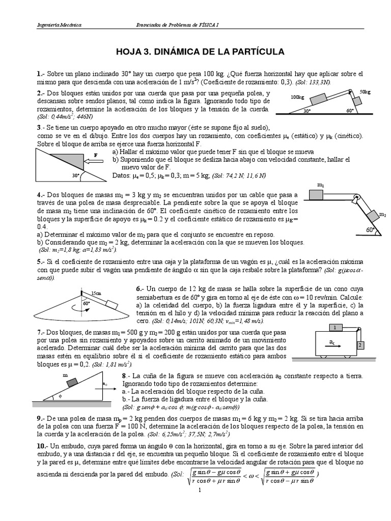 Hoja 03. Dinámica de La Partícula-Mecánica | PDF | Fricción | Tiempo espacial