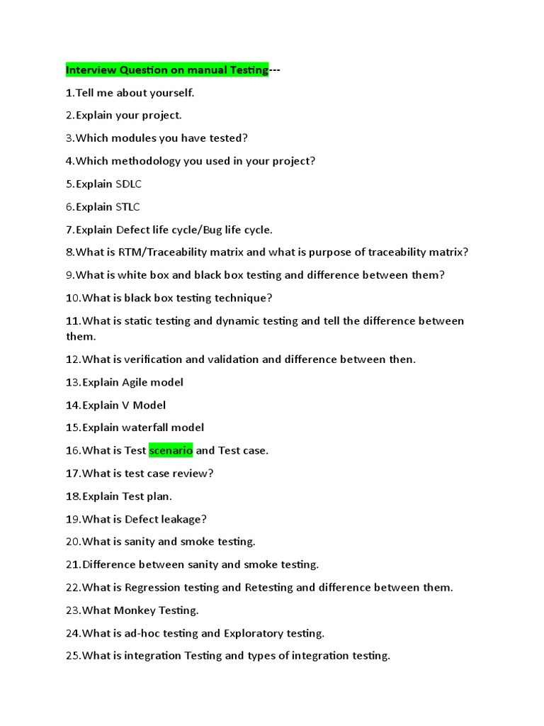 Interview Question On Manual Testing | PDF | Software Testing | Evaluation