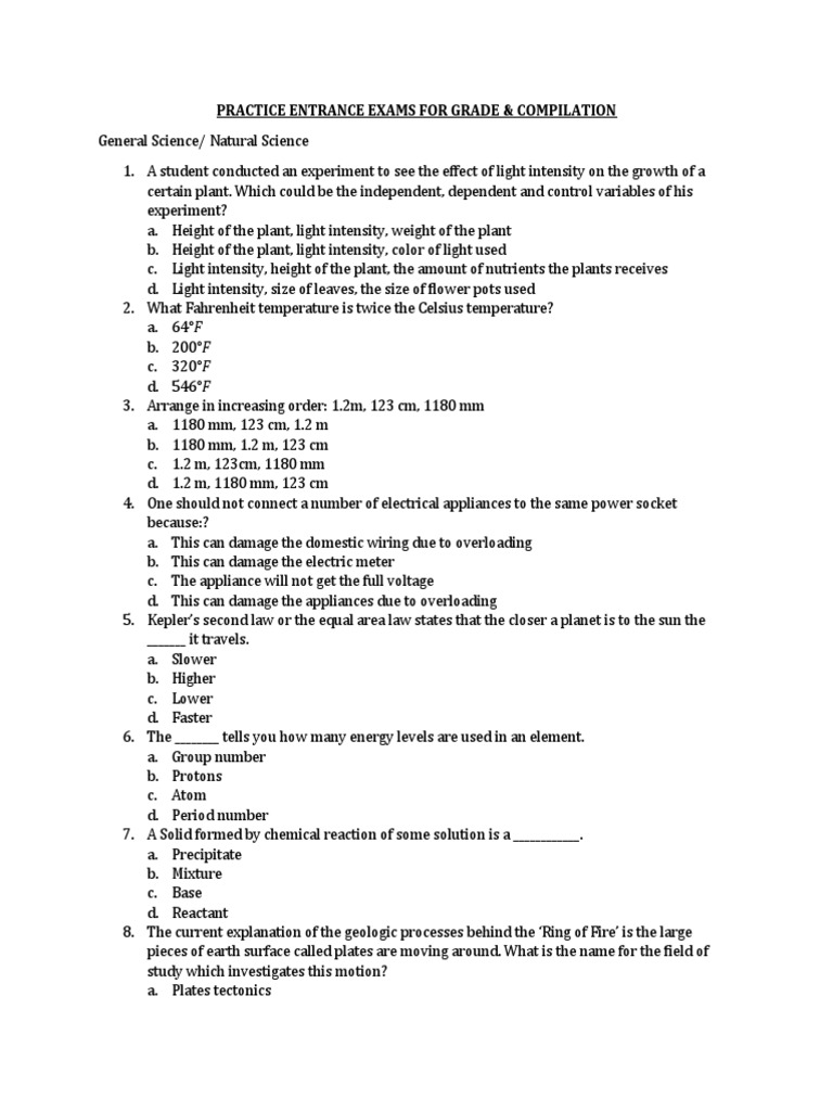 General Science Natural Science Exam | PDF | Rock (Geology) | Earth