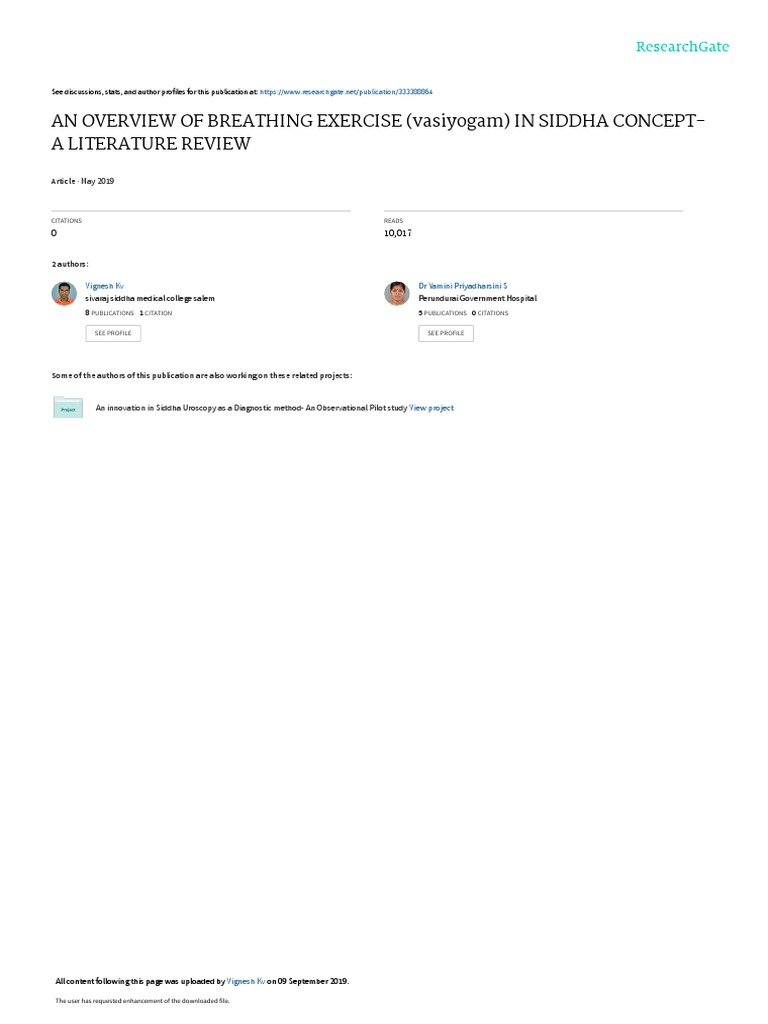 AN OVERVIEW OF BREATHING EXERCISE Vasiyogam IN SID | PDF | Breathing ...