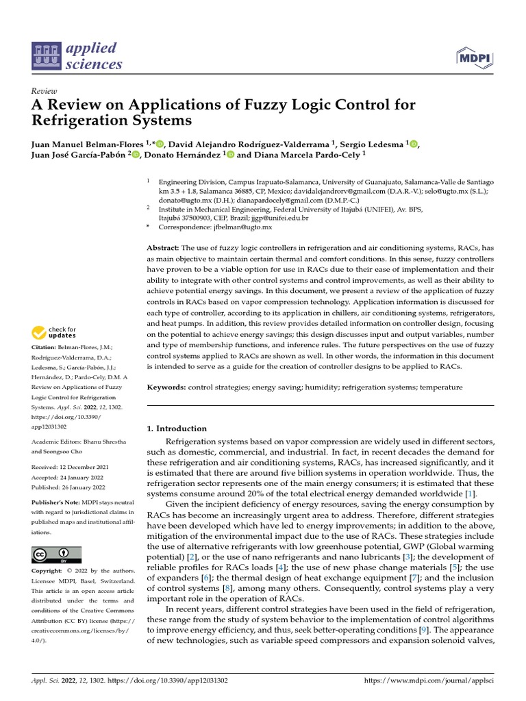 Applied Sciences: A Review On Applications of Fuzzy Logic Control For ...