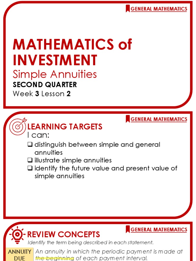 Lesson 2 Simple Annuities Part 2 - STEM 1 | PDF | Present Value | Interest